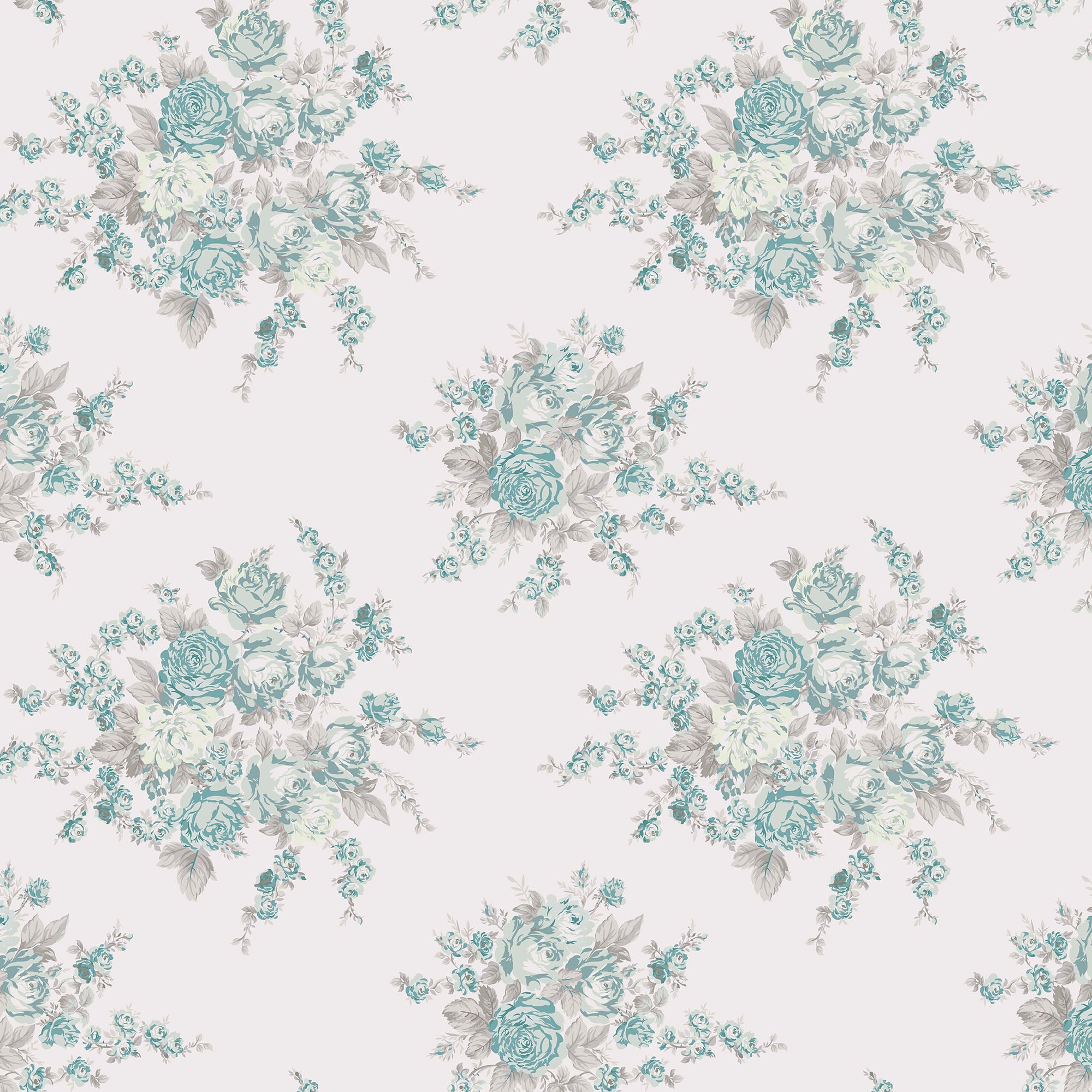 Rose Blossom Teal Wallpaper – Rachel Ashwell Shabby Chic Couture