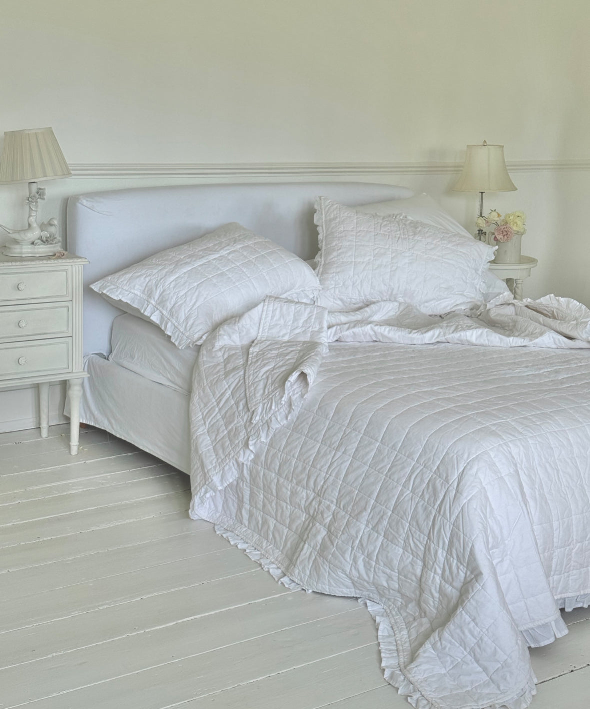 Washed Cotton Farmhouse Quilt Set - Ruffled White – Rachel Ashwell ...