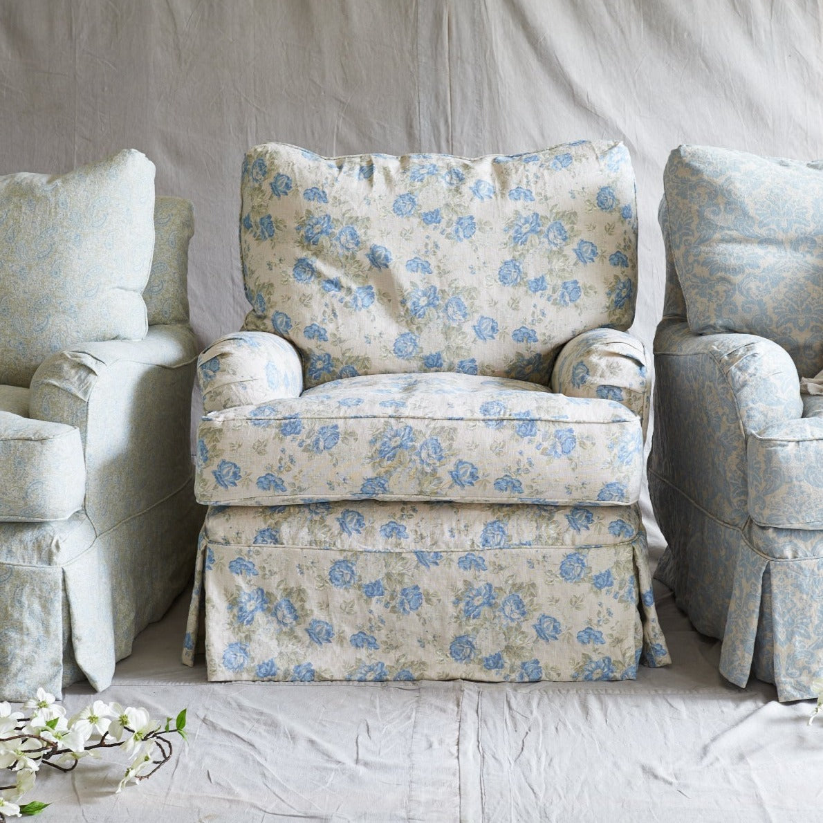 Comfortable Ruched Armchair with Slipcover - Made in the USA – Rachel ...