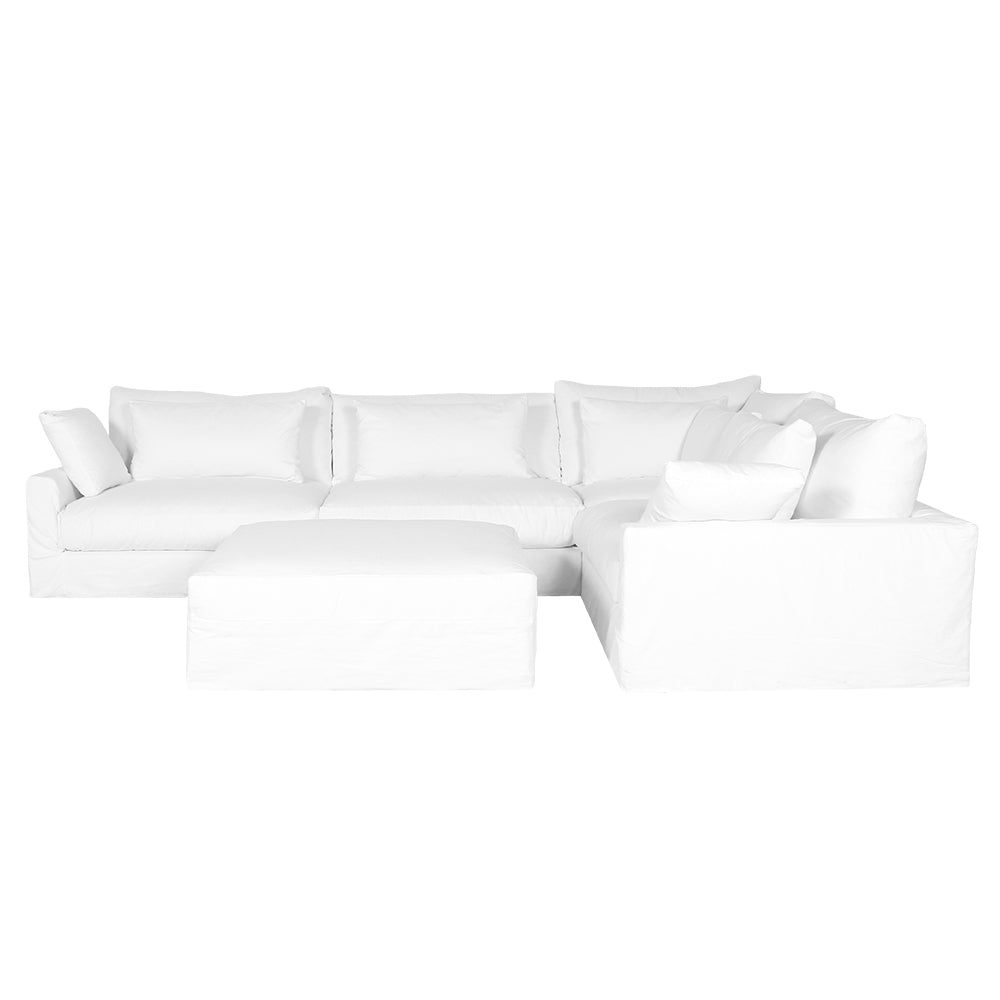 5 Piece White Denim Sectional Sofa | Rachel Ashwell Shabby Chic Couture